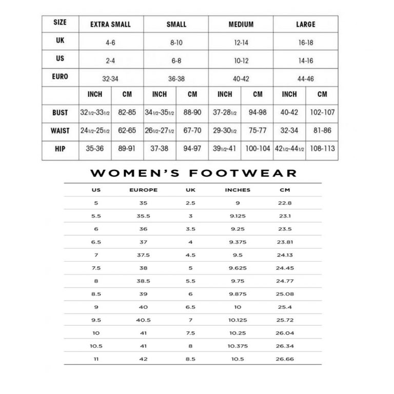 Size Guide - jojo Boutique